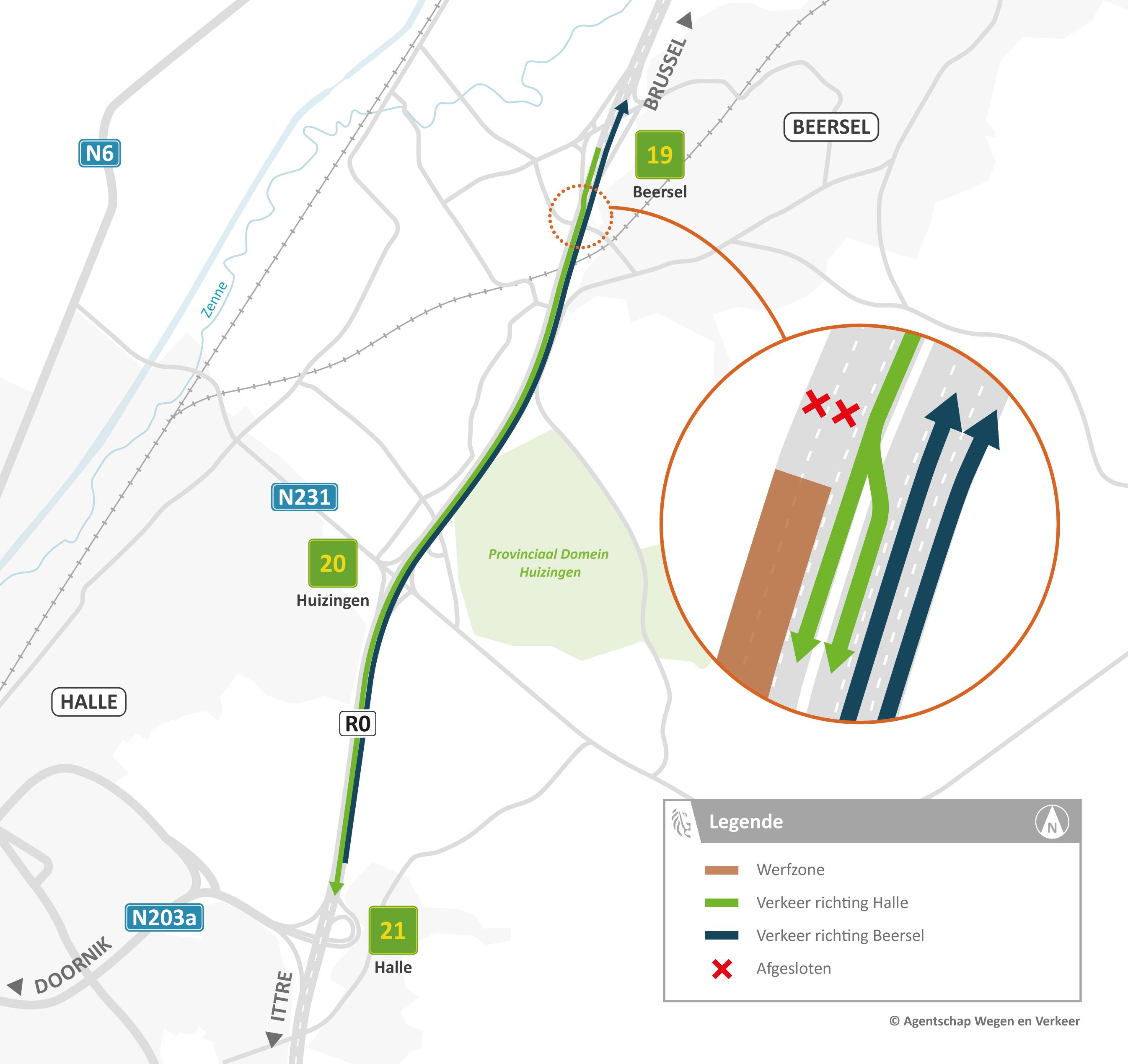 Nieuwe asfaltverharding op Brusselse ring tussen op- en afritten Beersel en aansluiting met ...